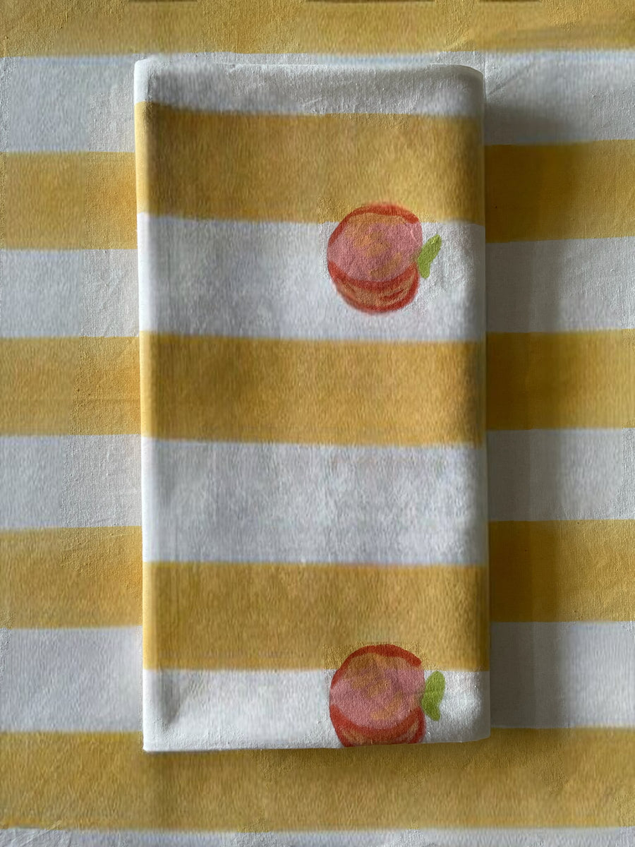 The Fairnest Home, Yellow Peach Table Linens, Quilts, Bedding