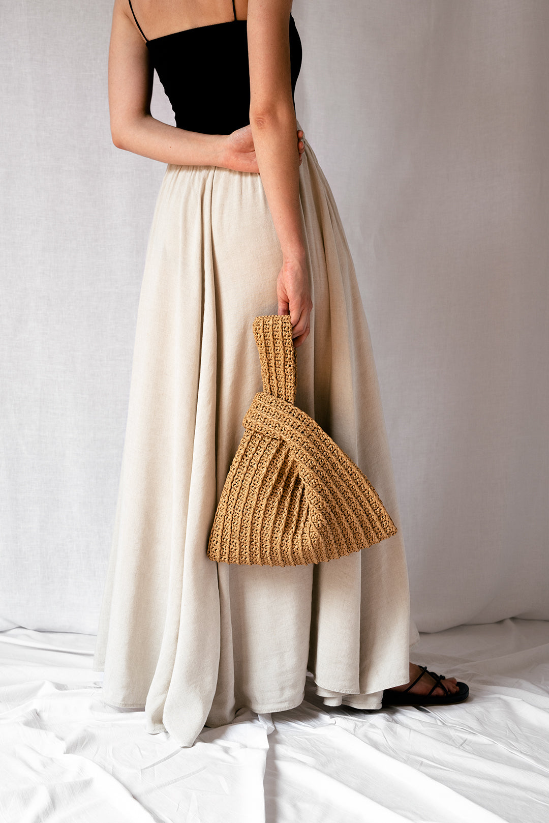 Raffia Knot Bag in Tan, Crochet Raffia Handbag, Summer Wrist Bag ...
